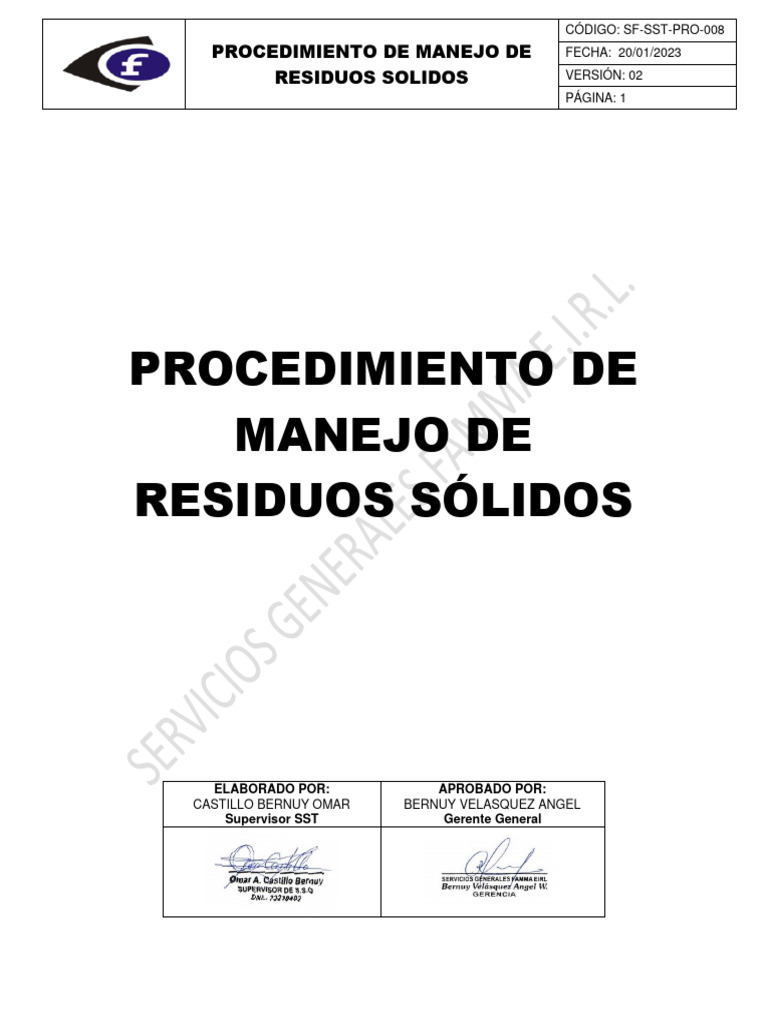 Manejo de Residuos Sólidos | PDF