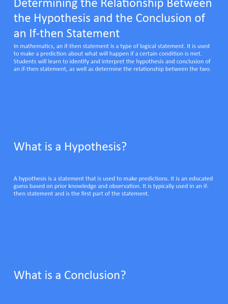 Hypothesis and Conclusion in If-Then Statements | PDF | Logical ...