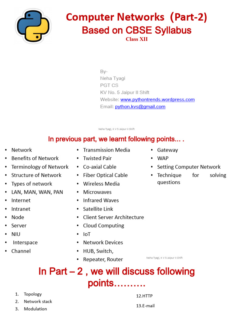 Computer Networks Class Xii Part 2 Eng | PDF | Computers