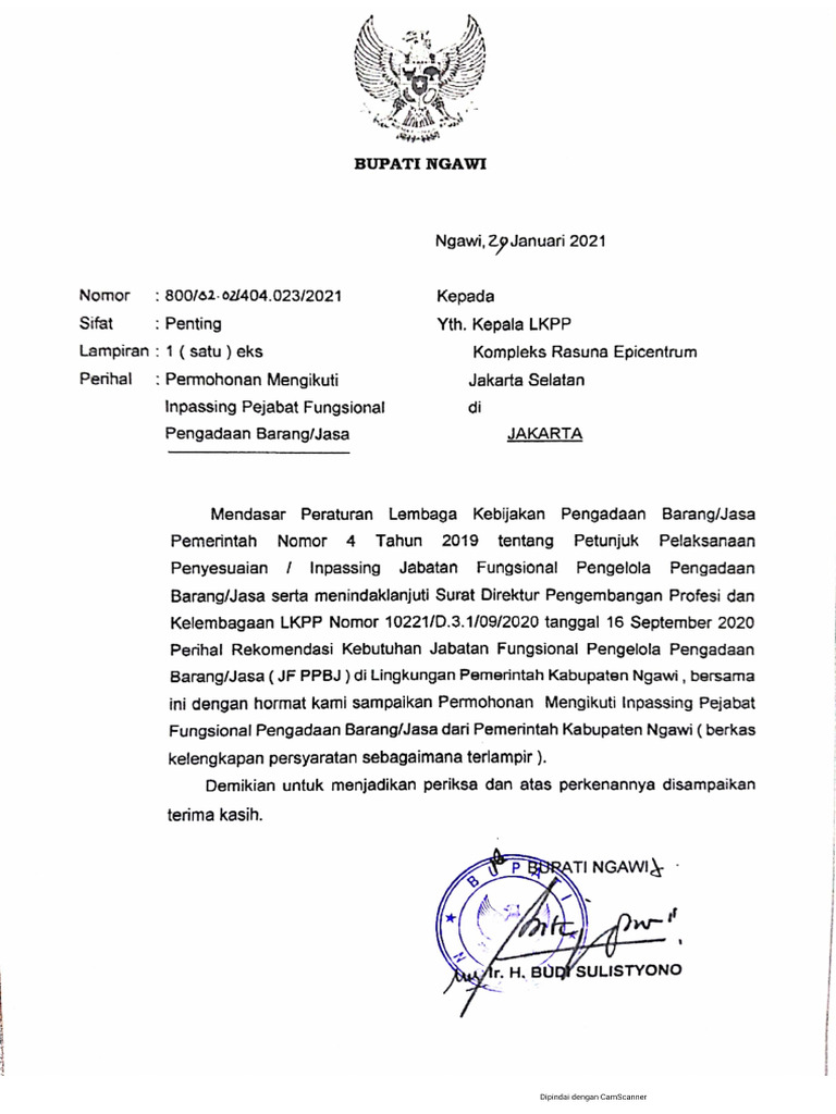 Surat Usulan Mengikuti Inpassing | PDF