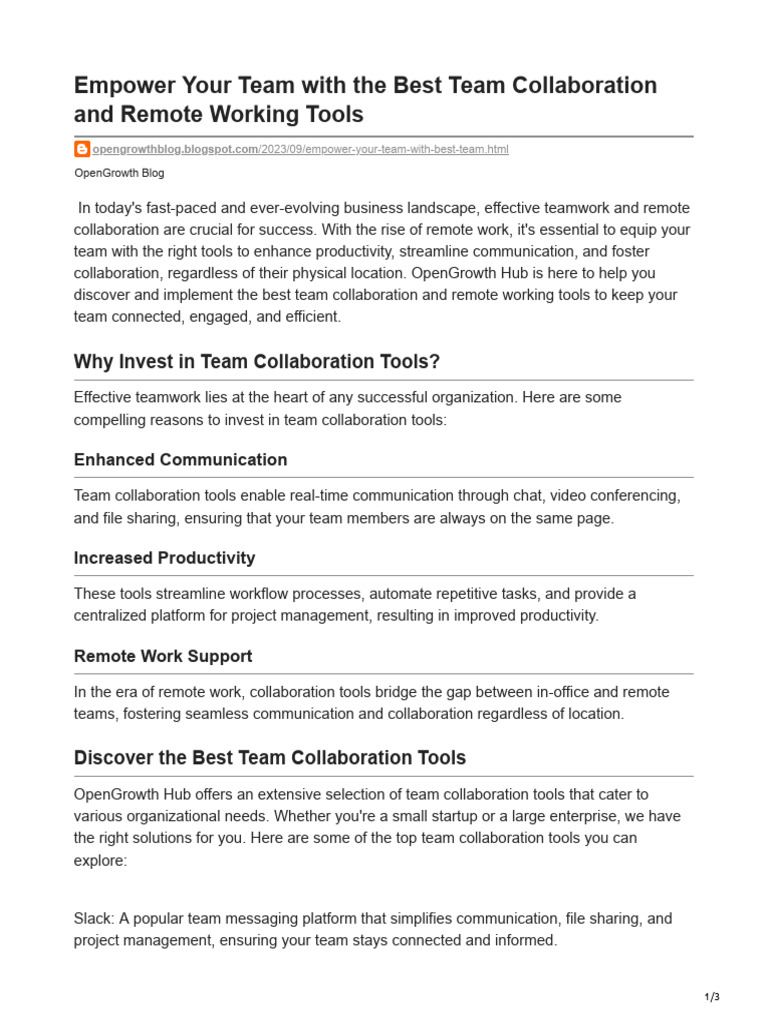 Empower Your Team With The Best Team Collaboration and Remote Working ...