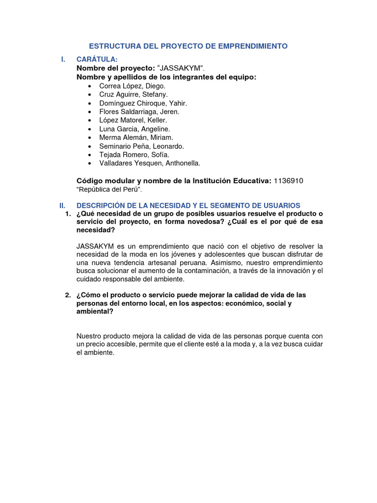 Estructura Del Proyecto de Emprendimiento-1 | PDF | Residuos | Joyería
