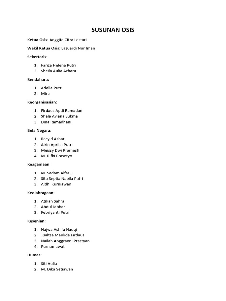 Susunan Osis 2024-2025 | PDF | Perjalanan | Agama & Spiritualitas