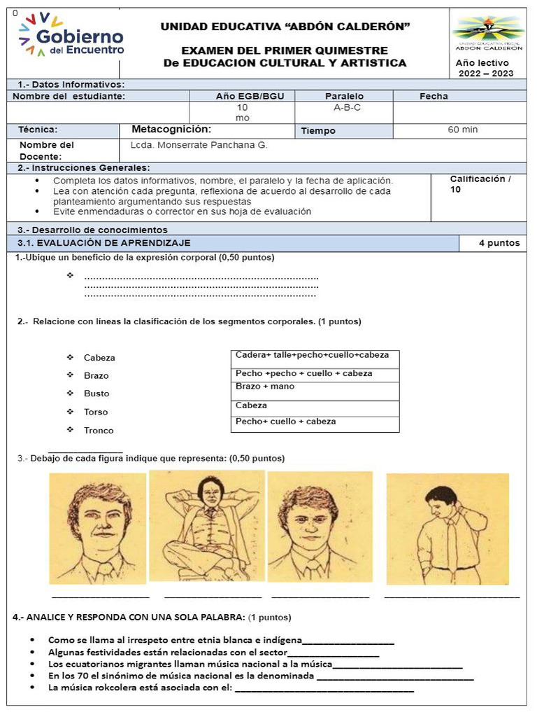 Decimo Año EGB - Educacion Cultural y Artistica - Año 2022 - 2023 | PDF