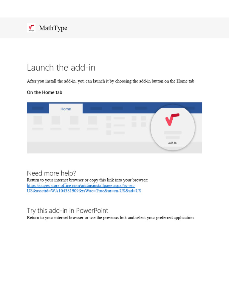 Launching MathType Add-in in PowerPoint | PDF