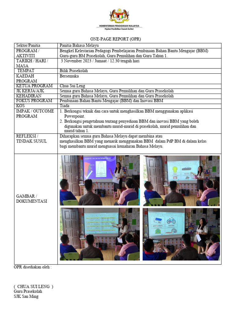 Borang Opr SJK San Ming | PDF
