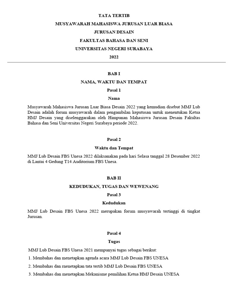 Tata Tertib MMJ Lub Desain 2022 | PDF