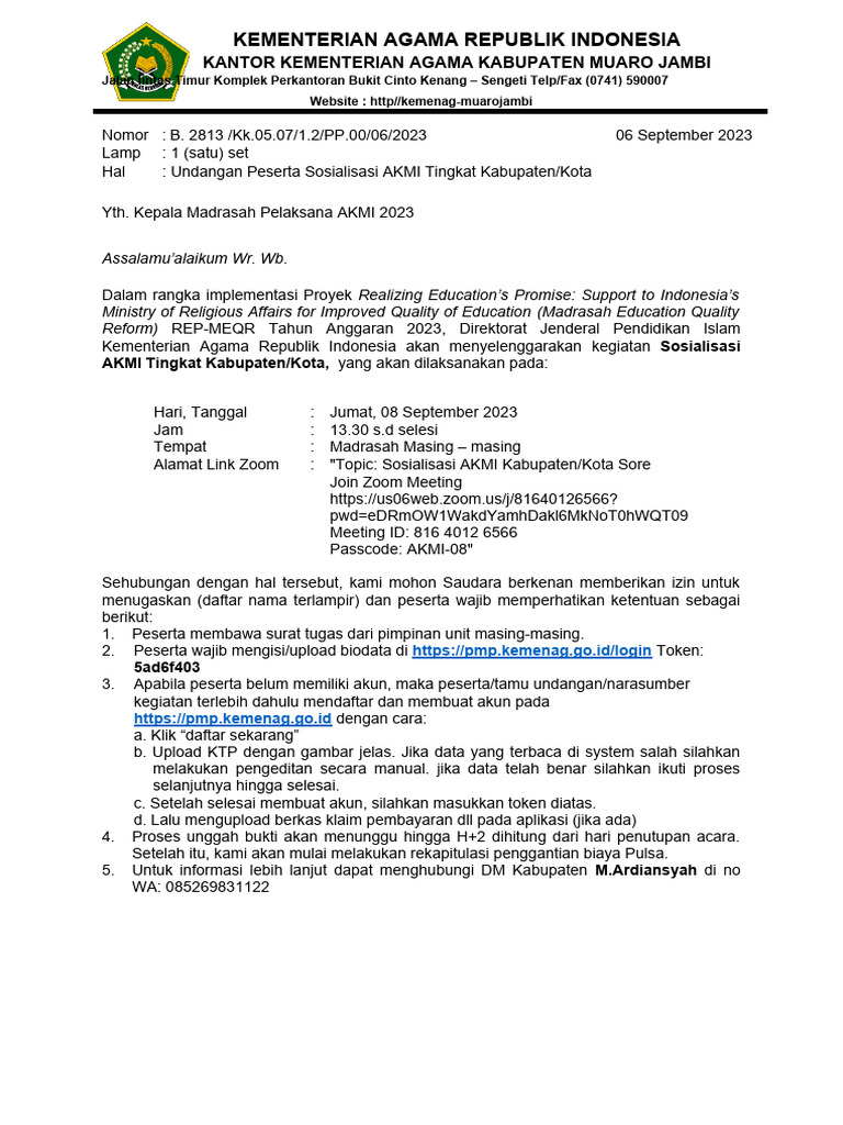 Draft Undangan Peserta | PDF