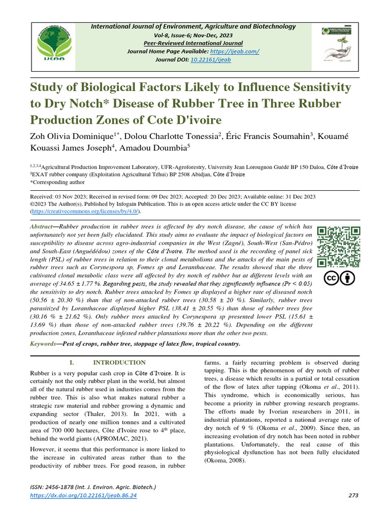Study of Biological Factors Likely to Influence Sensitivity to Dry ...
