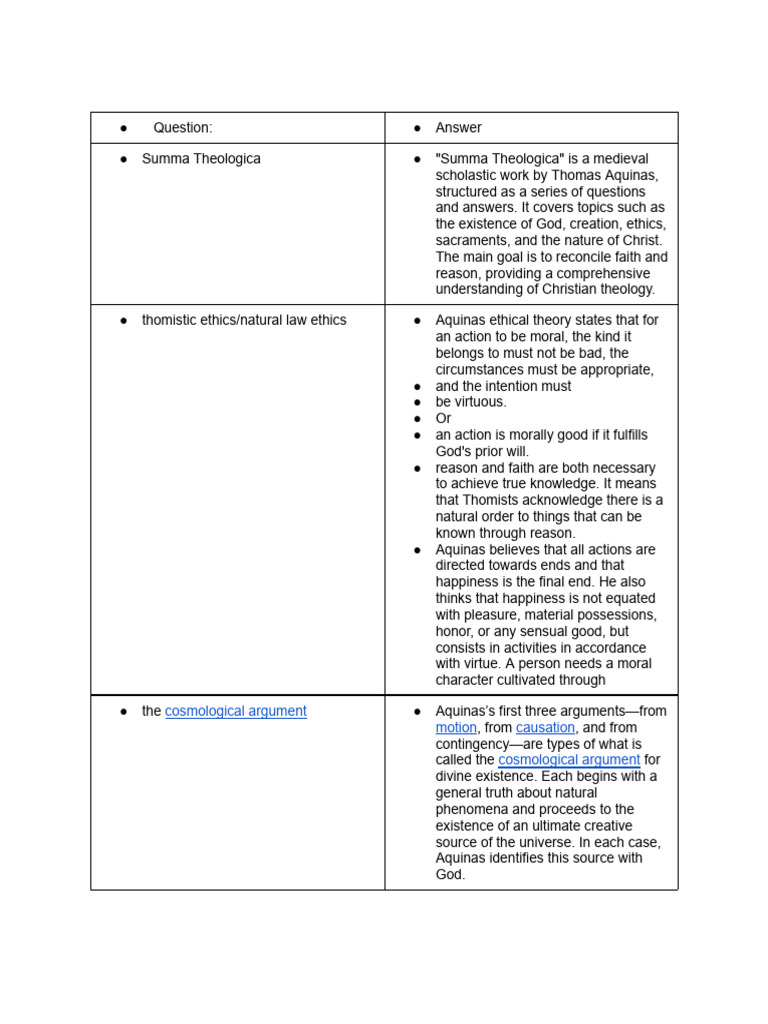 Aquinas' Five Ways and Thomistic Ethics | PDF