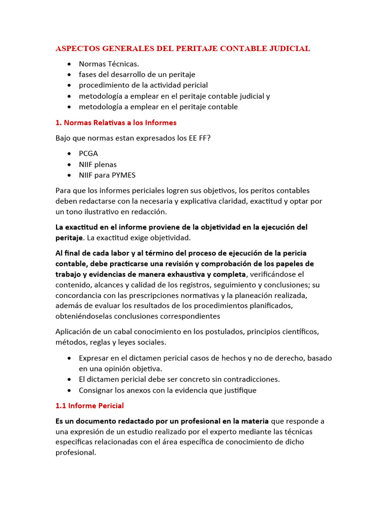 Aspectos Generales Del Peritaje Contable Judicial | PDF | Testigo ...
