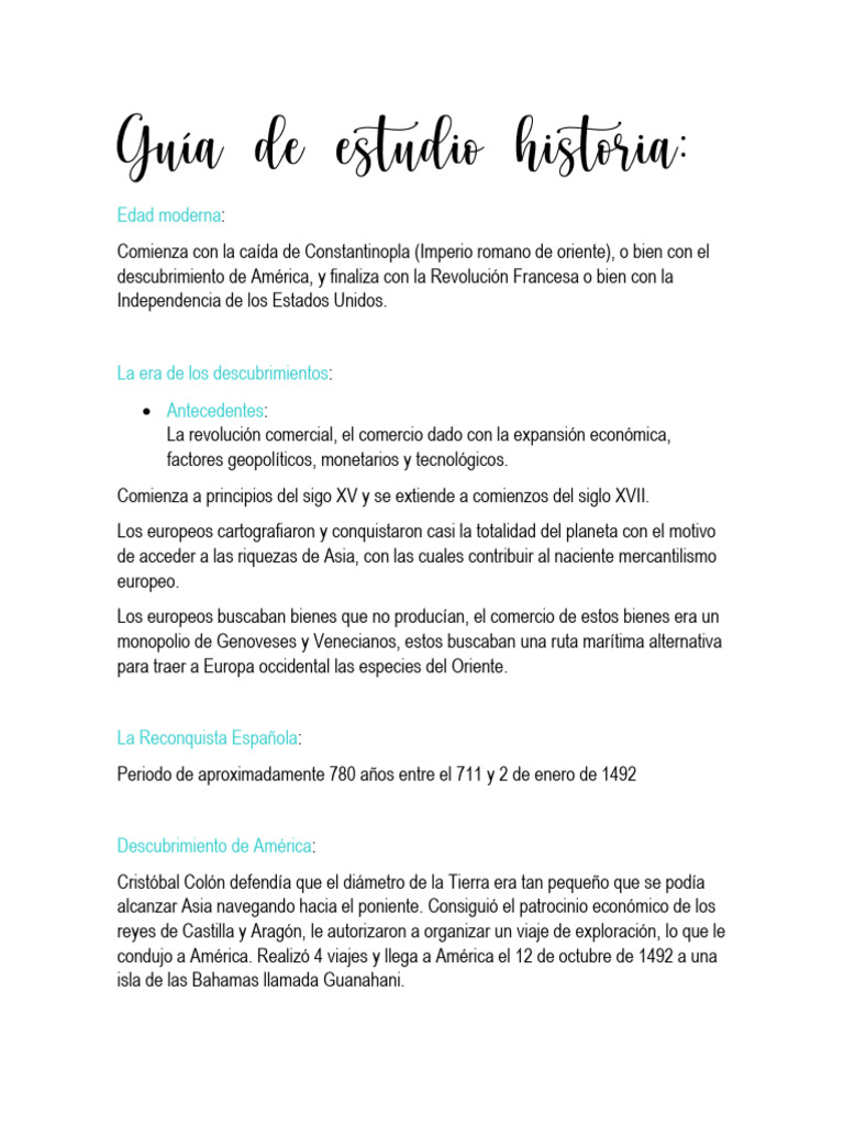Guía de Estudio Historia | PDF
