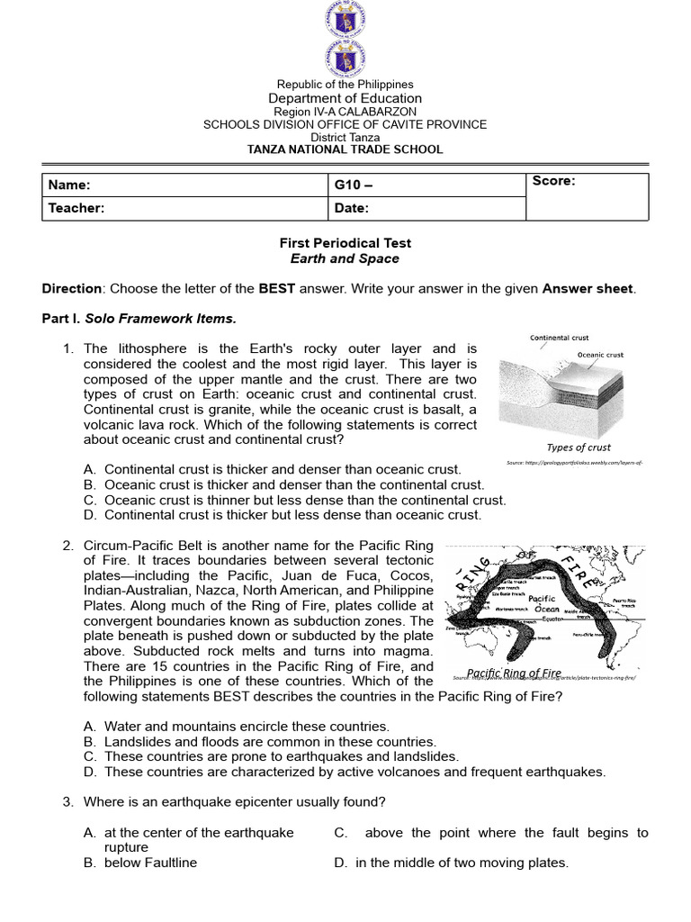 1st QT - G10 - Science | PDF