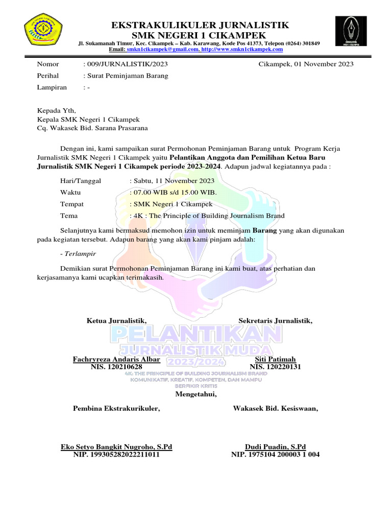 Surat Peminjaman Barang (Fix) | PDF