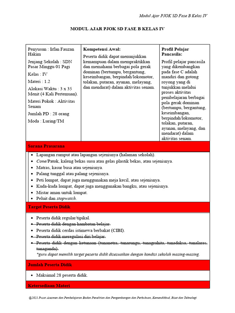 Modul Kelas 4 SM 2 Senam Lantai | PDF