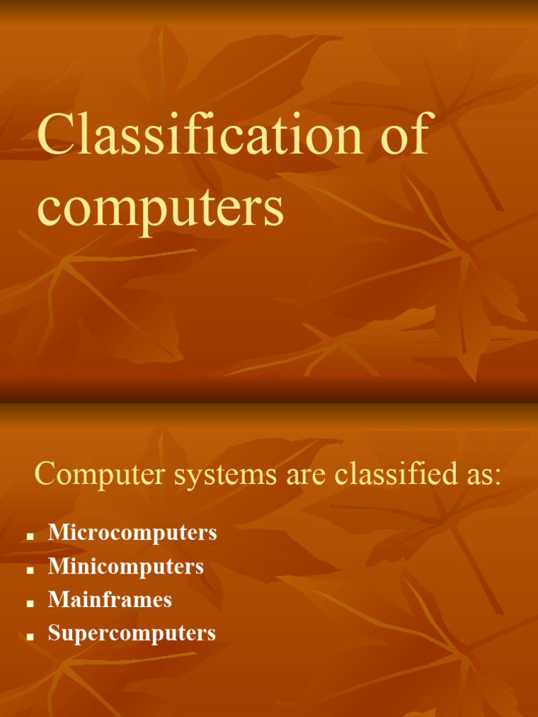 Classification of Computer | PDF