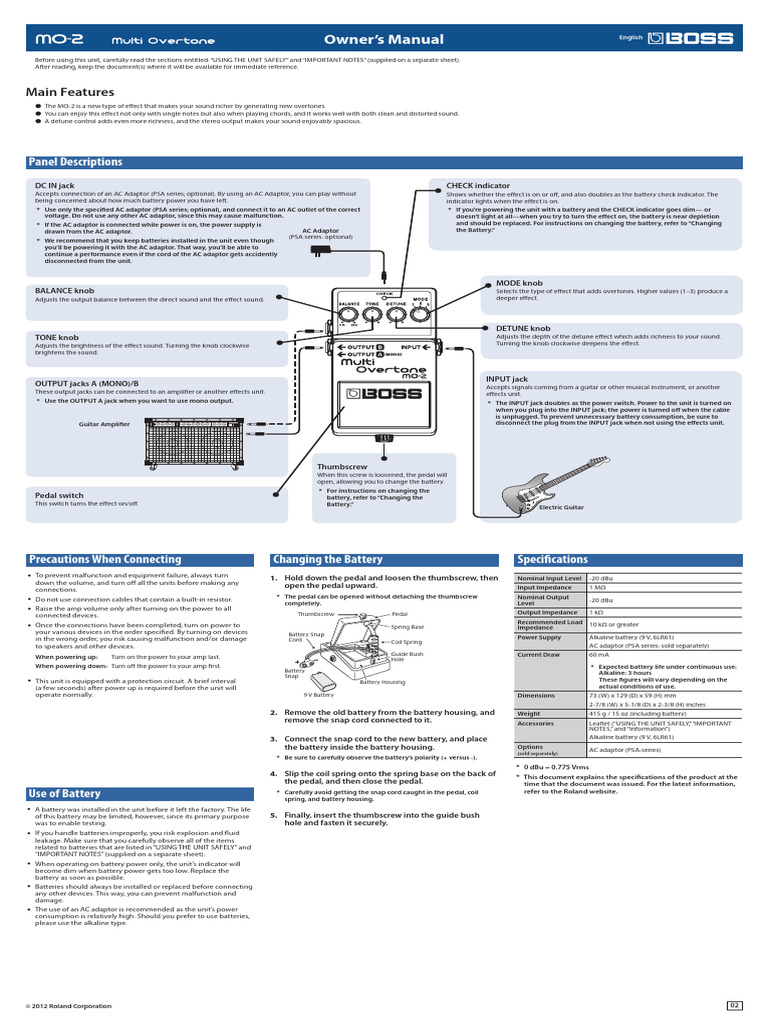 Boss MO-2 Manual | PDF