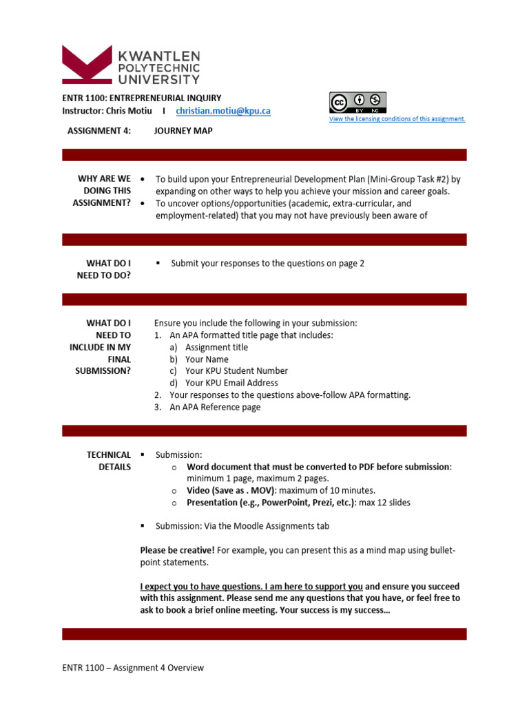 ENTR 1100-Assignment 4 Overview | PDF | Goal | Citation