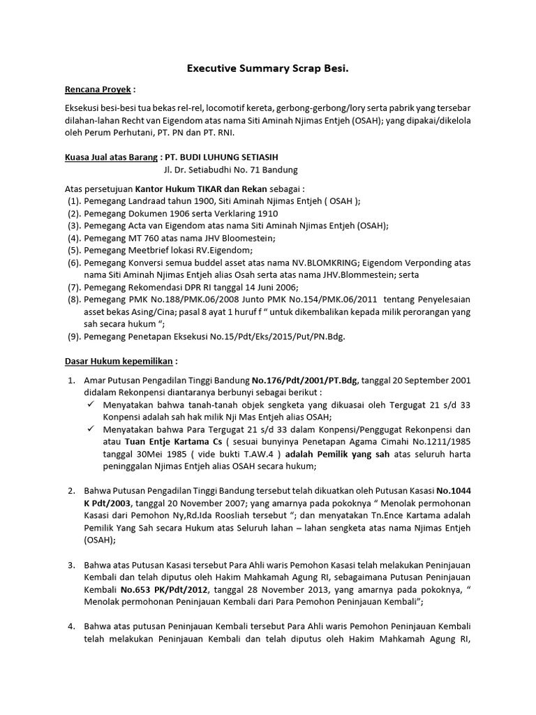 Executive Summary - Scrap Ex. PG | PDF