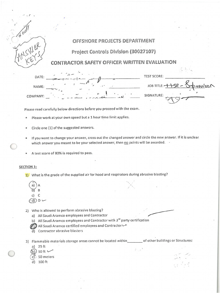 Safety Officer Test PDF | PDF