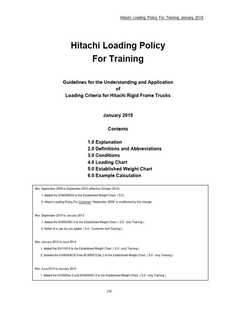 Hitachi Truck Loading Guidelines | PDF | Truck | Payload