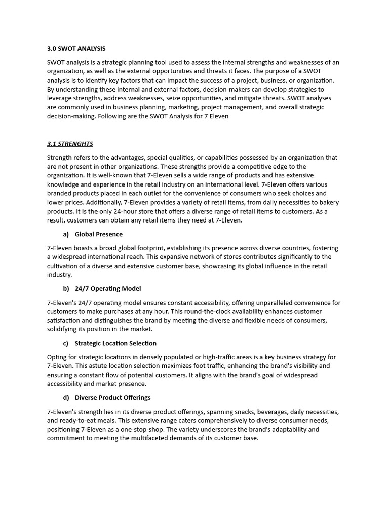 15 Strength 7 Eleven | PDF | Retail | Swot Analysis