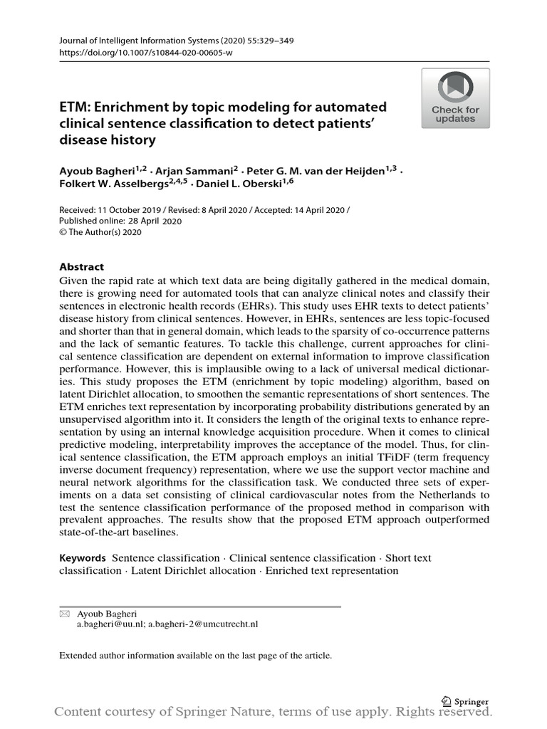 ETM Enrichment by Topic Modeling For Automated Cli | PDF