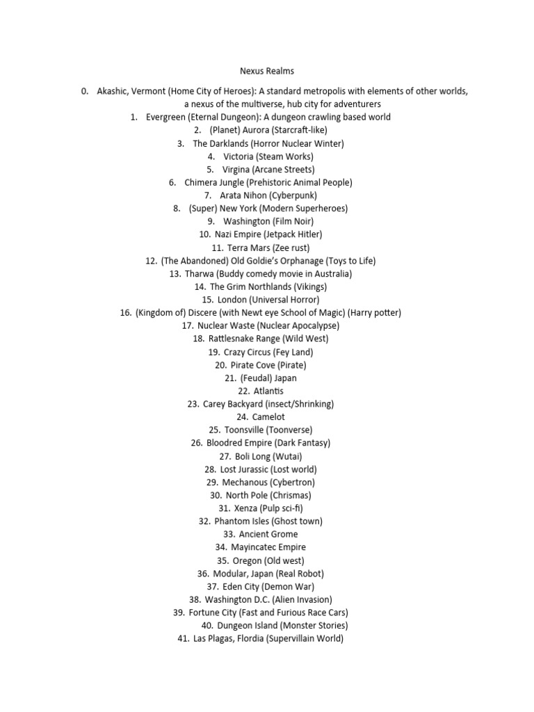 Nexus Locations | PDF