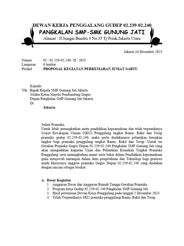 Dewan Kerja Penggalang Gudep 02 Proposal | PDF