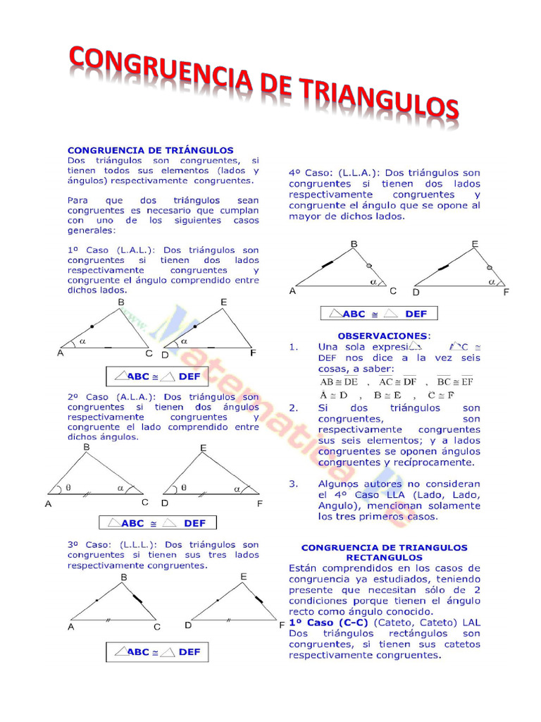 Geometria Congruencia de Triangulos | PDF