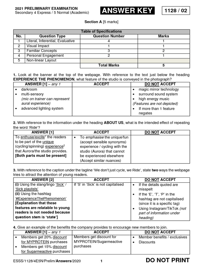 2021 - 4E5N - Prelim - P2 - Answers (Final) | PDF