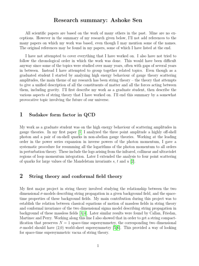 Research Summary | PDF | String Theory | Quantum Field Theory