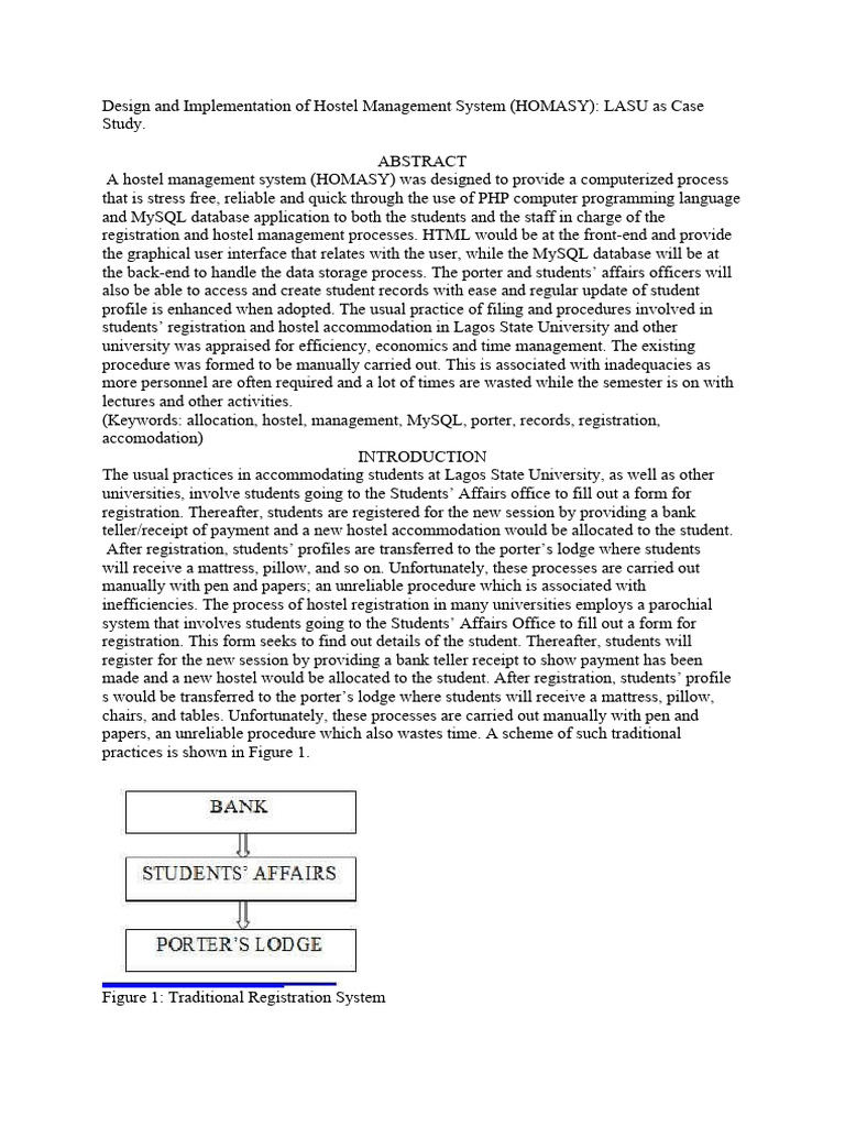 Design and Implementation of Hostel Management System | PDF