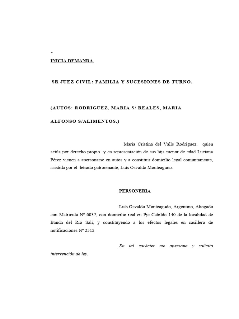 Promueve Demanda de Alimentos | PDF | Esposa | Demanda judicial