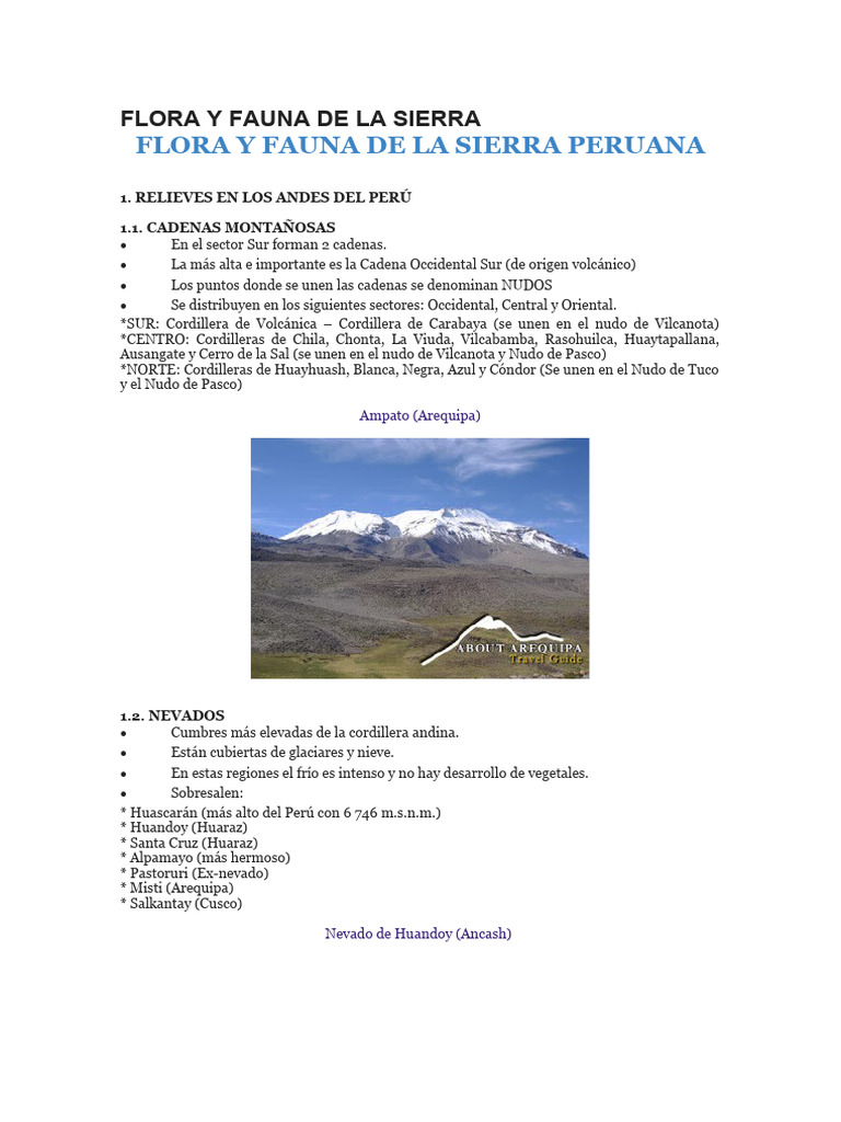 Flora y Fauna de La Sierra | PDF