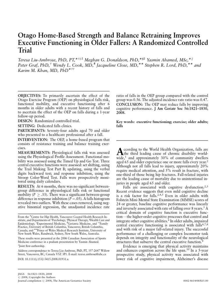 Otago Home-Based Strength and Balance Retraining Improves Executive ...