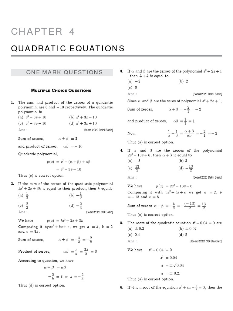 Quadratic Equations Practice | PDF | Quadratic Equation | Abstract Algebra