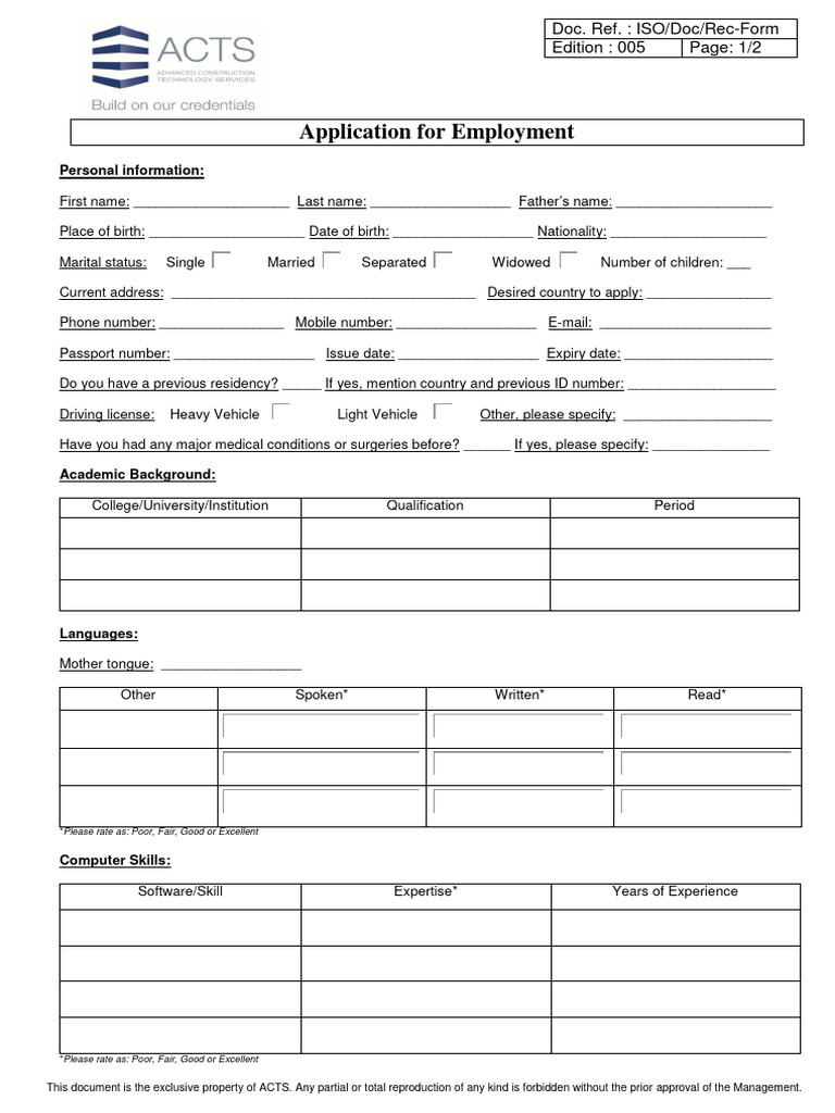 Application Form (EN) | PDF | Application Software | Background Check