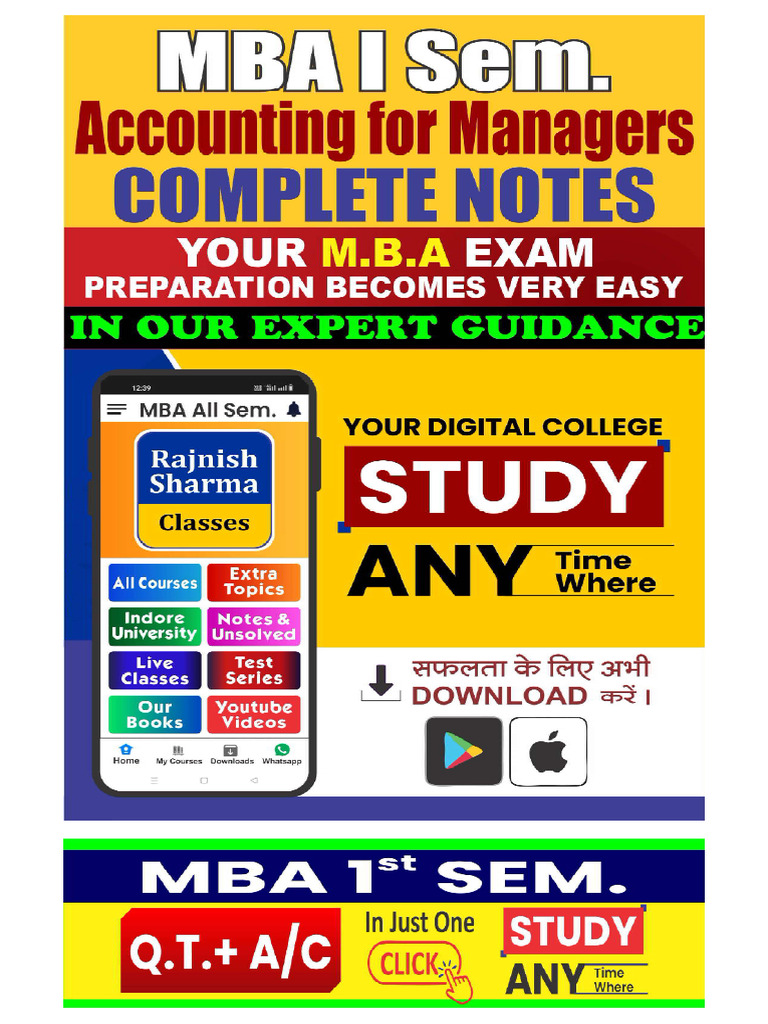 MBA I Sem(Accounting for Manager) | PDF