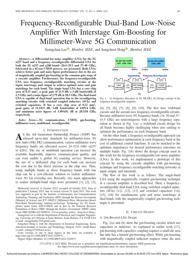 Frequency-Reconfigurable Dual-Band Low-Noise Amplifier With Interstage ...