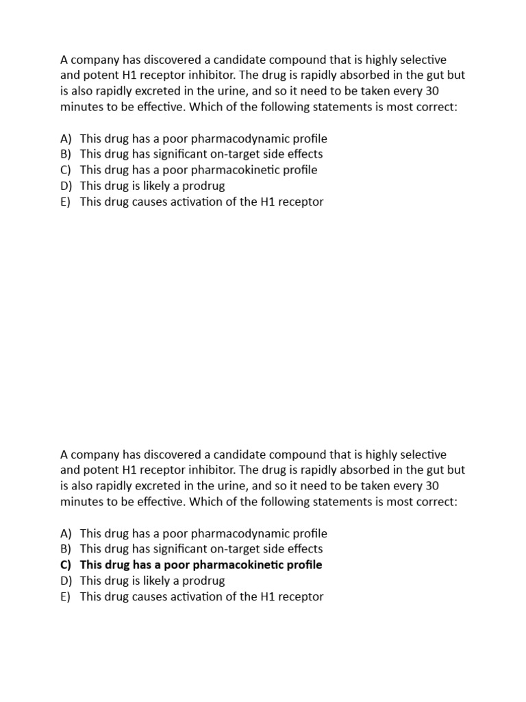 H1 Receptor Inhibitors and Drug Interactions | PDF | Pharmacokinetics ...
