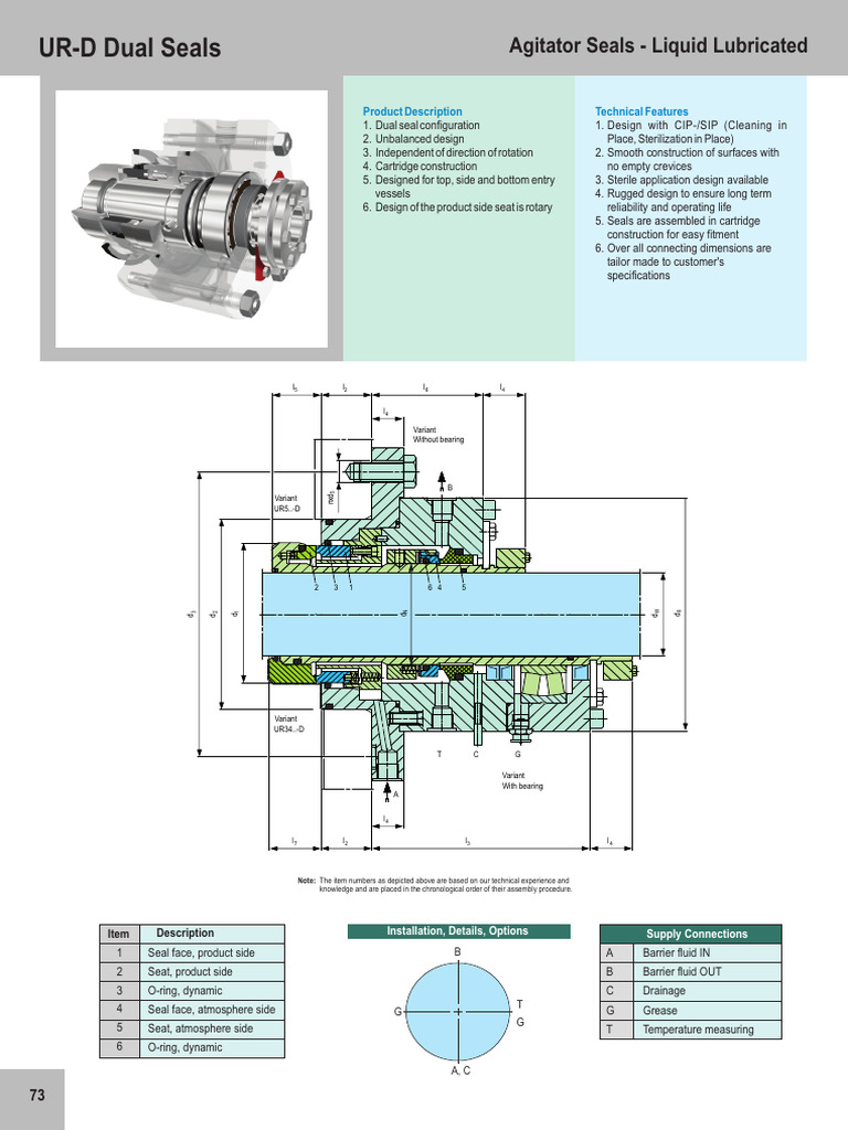 UR-D Dual Seals: Agitator Seals - Liquid Lubricated | PDF | Materials ...