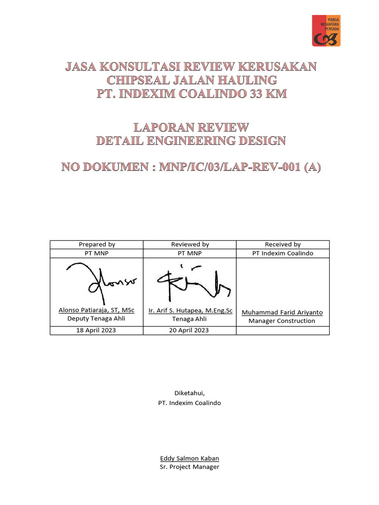 Laporan Review Detail Engineering Desain | PDF