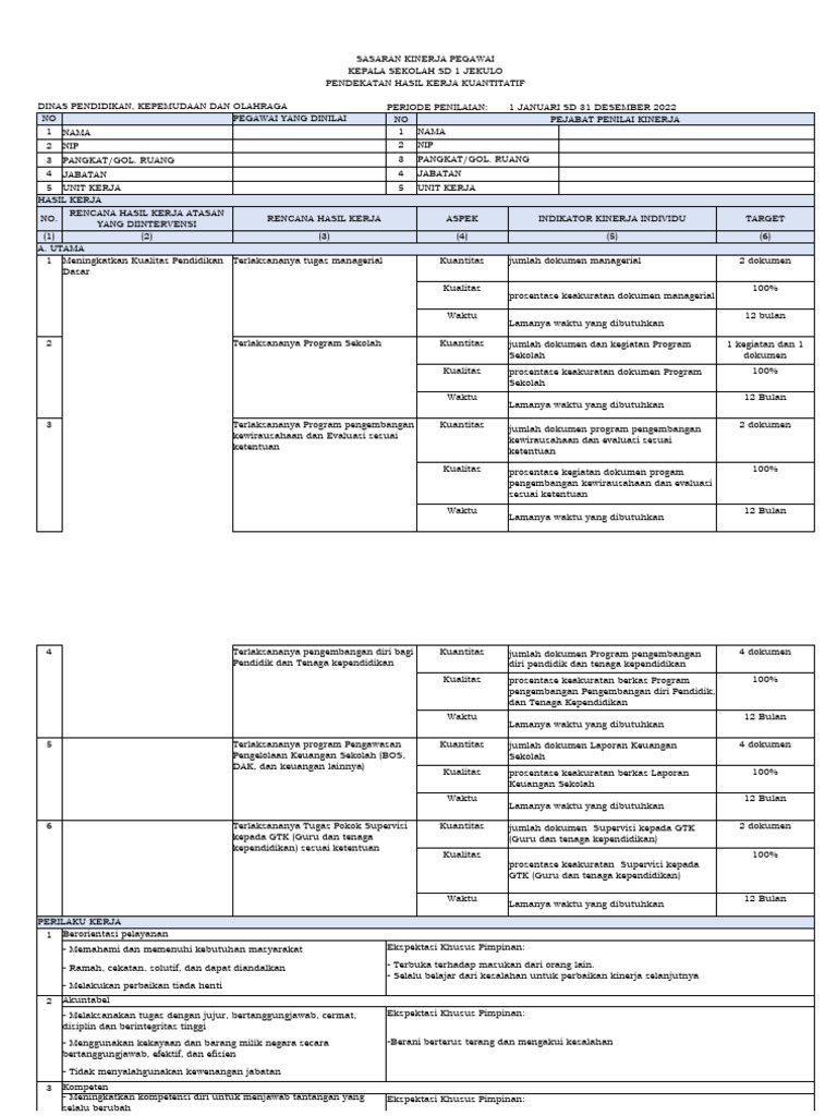 Draft SKP Kepala Sekolah | PDF