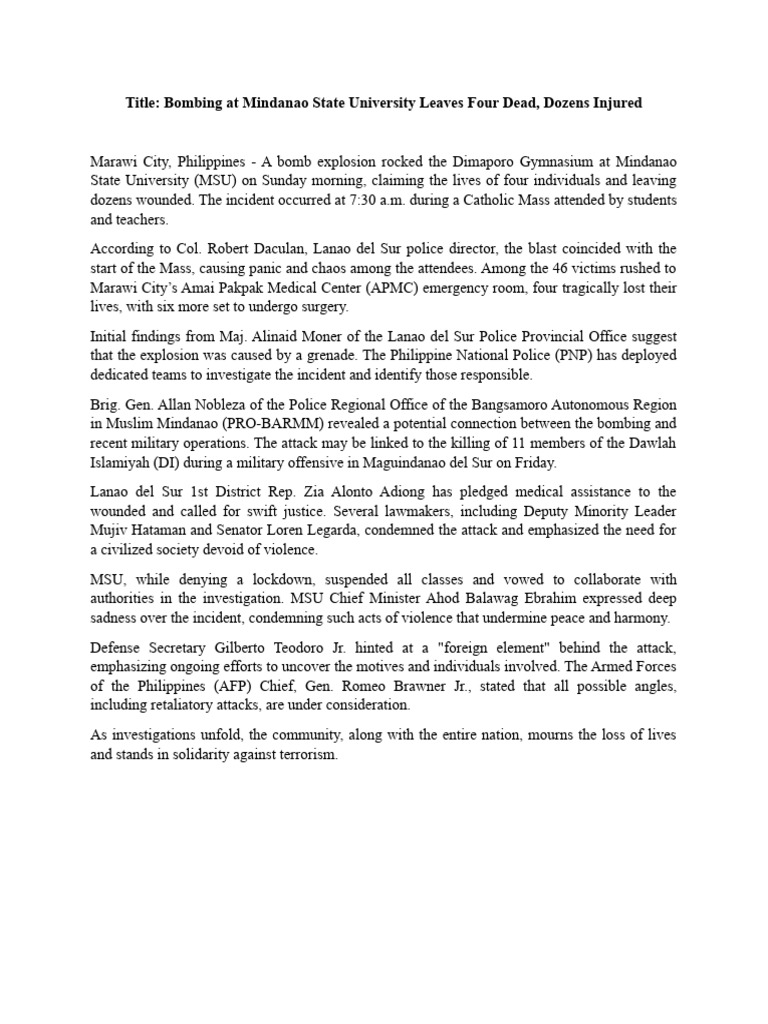 Msu Bombing Article | PDF