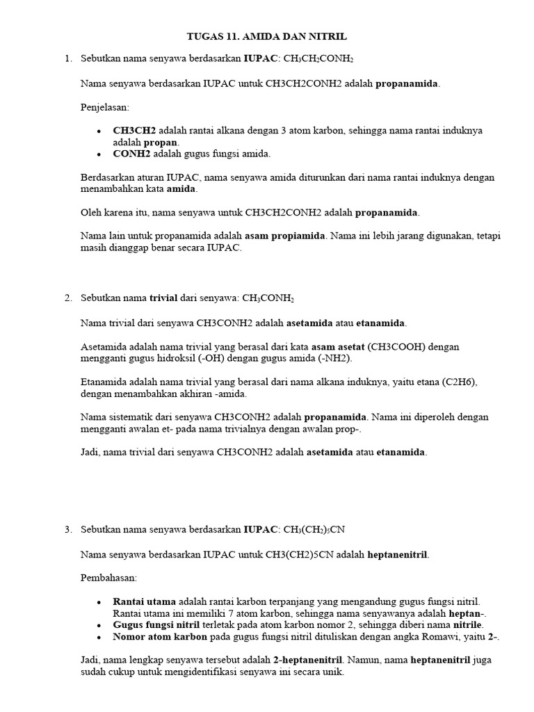 Tugas 11 - Amida Dan Nitril | PDF