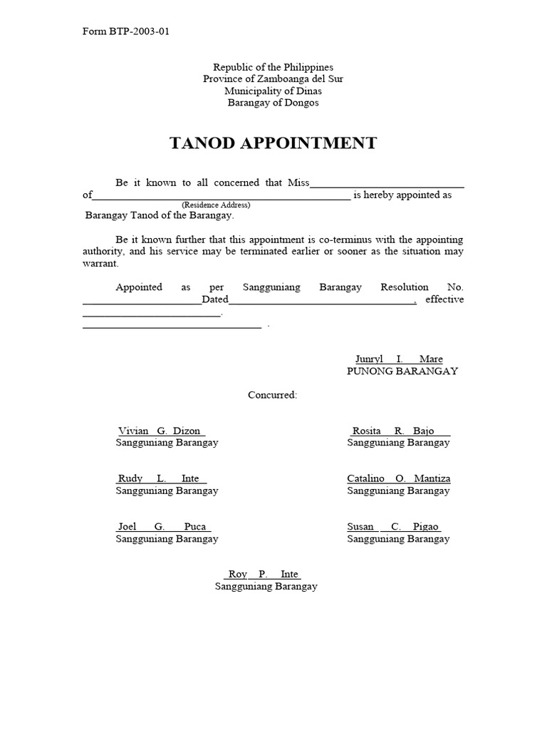 Tanod-Appoint | PDF