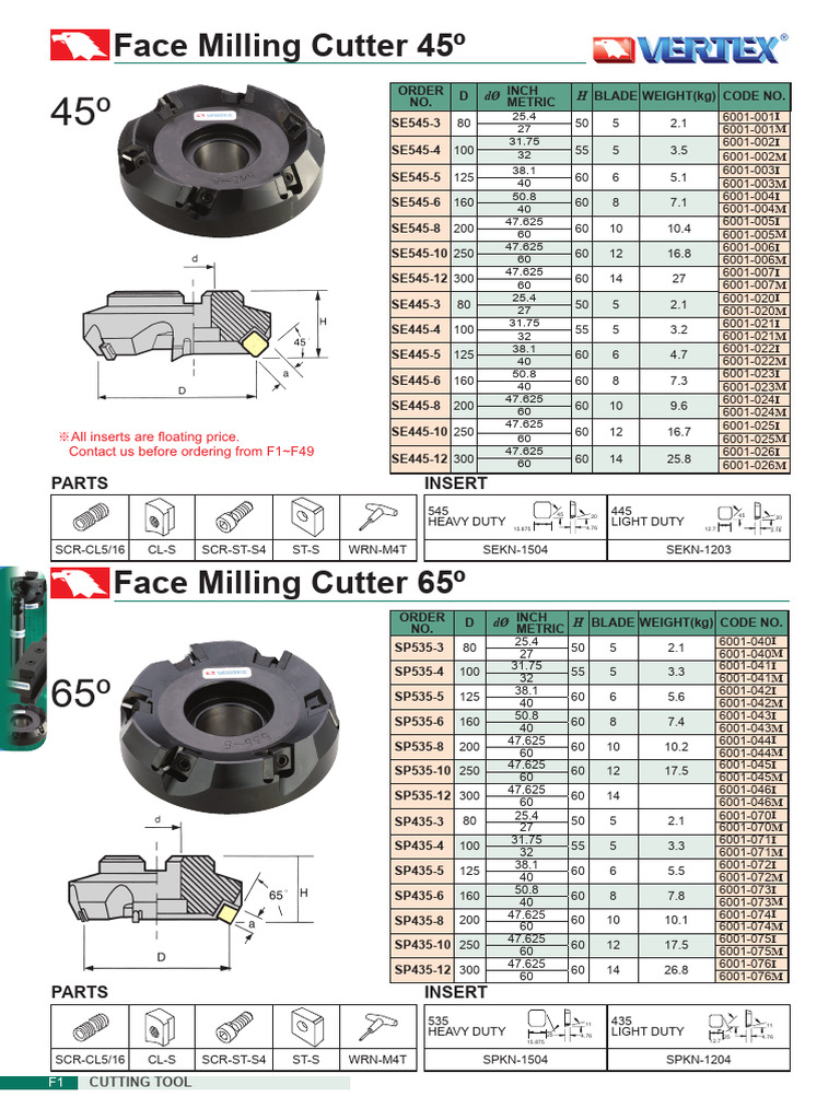 Каталог Vertex - Режущий Инструмент | PDF