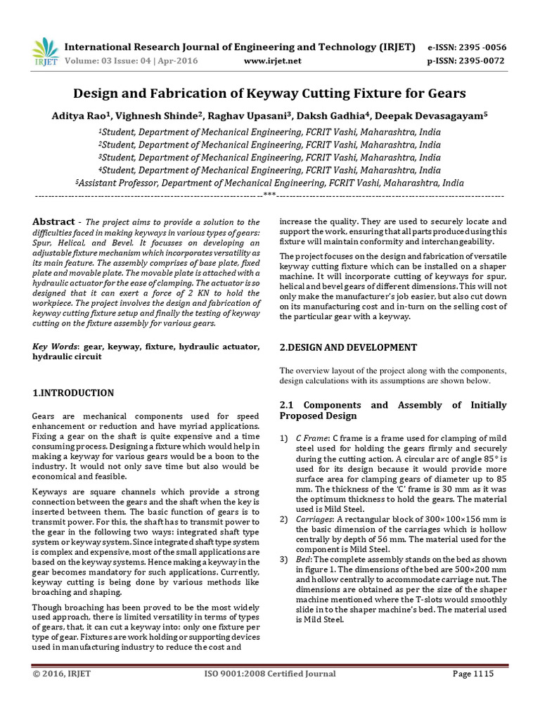 Design and Fabrication of Keyway Cutting | PDF | Computers | Technology ...