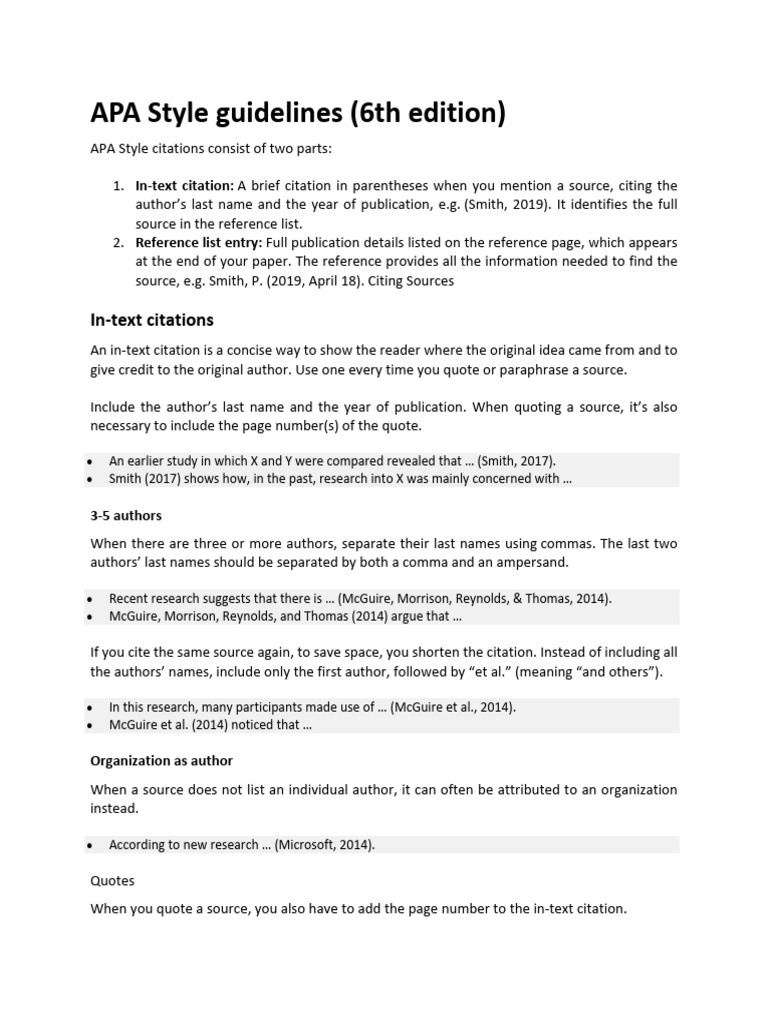 APA Style Guidelines | PDF